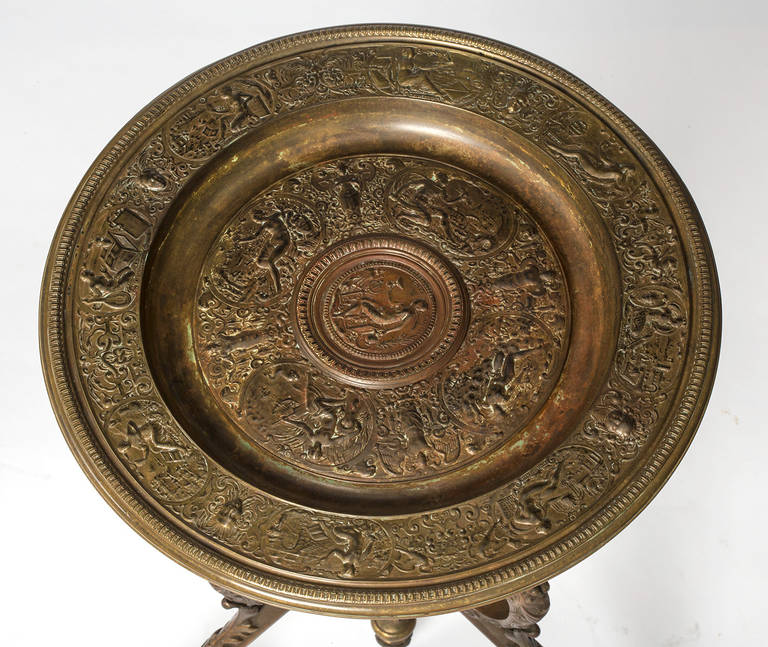 French Bronze Griffin Round Table, circa 1875 at 1stDibs