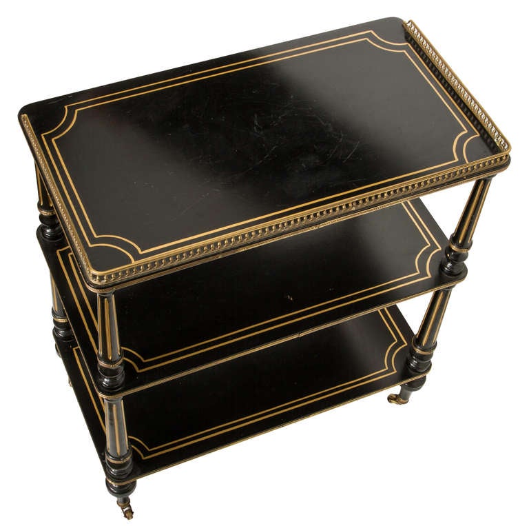 Ebonized Bronze Gallery Three Tier Server Whatnot Table at 1stDibs