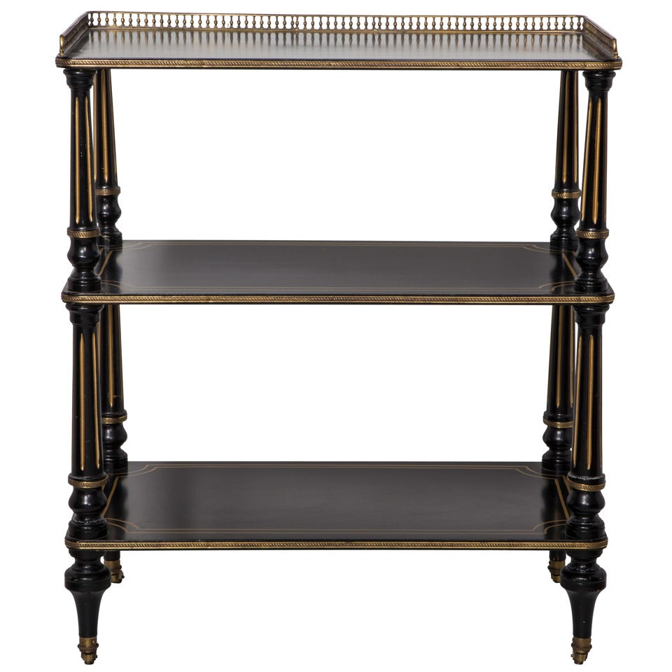 Ebonized Bronze Gallery Three Tier Server Whatnot Table at 1stDibs