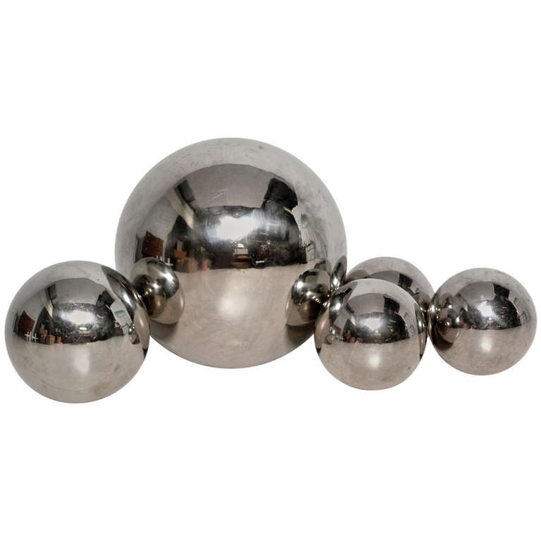 Set of Five Chrome Sphere Sculptures by Diego Matthai at 1stDibs