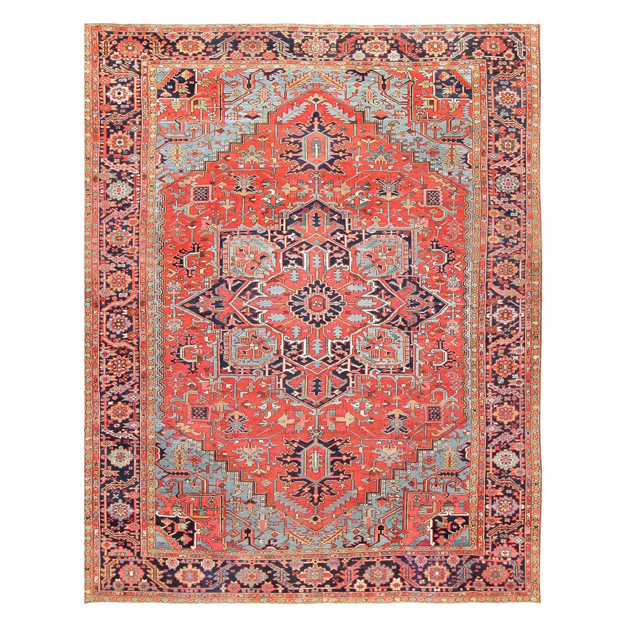 Large Antique Persian Heriz Serapi Rug at 1stDibs