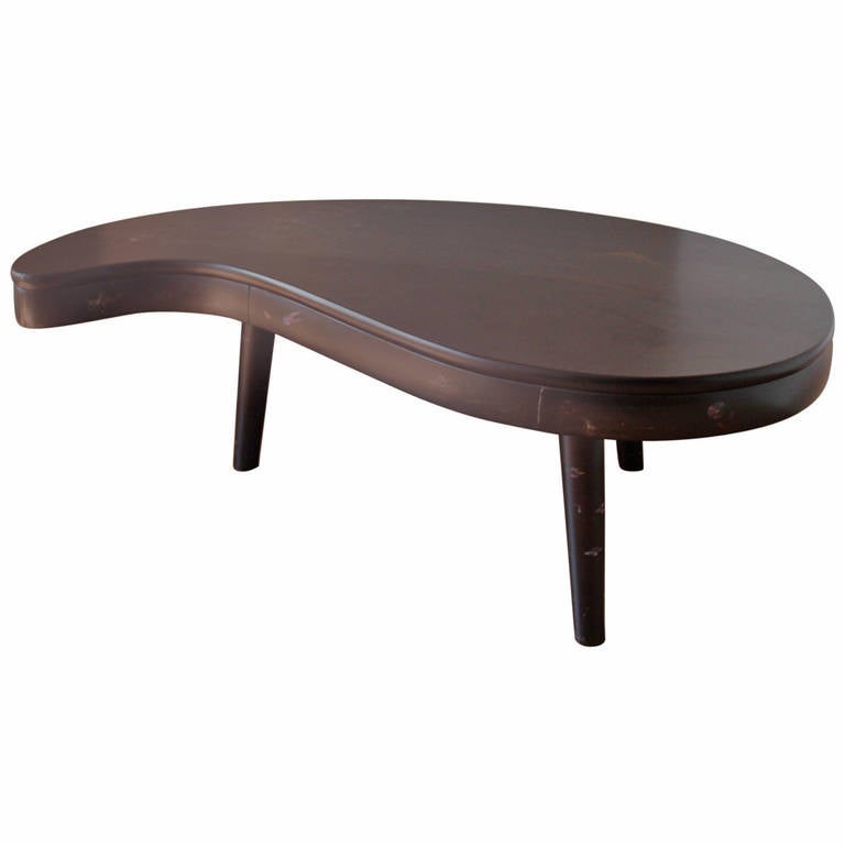 1950s Black Lacquer Asian Style Kidney-Shaped Coffee Table For Sale at ...