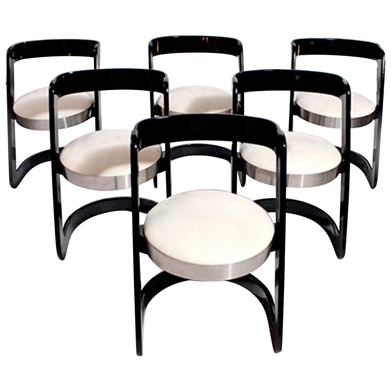 Set of six chairs designed by Willy Rizzo. Italy 1970 at 1stDibs