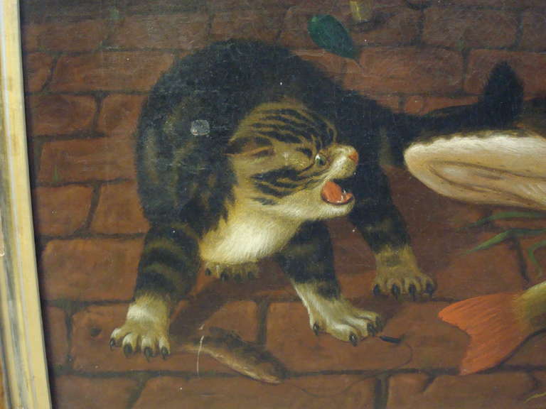 Mid 19th Century Oil Painting on Canvas of Cats with Fish For Sale at ...