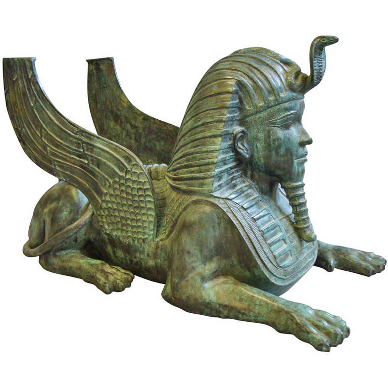 Rare Bronze Sphinx Table Base / Sculpture of Large Proportions at ...