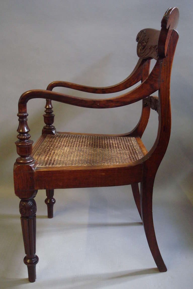 19th Century Colonial Padouk Elbow Chair at 1stDibs