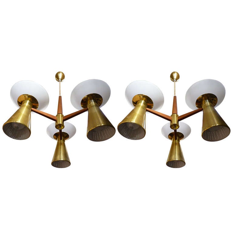 Pair of Adjustable Height Chandeliers by Lightolier at 1stDibs