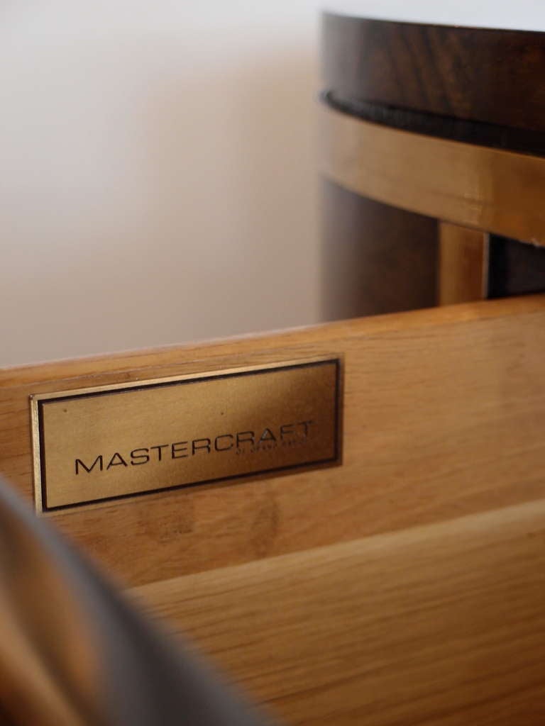 Mastercraft Burl Wood and Brass Six Drawer Dresser at 1stDibs