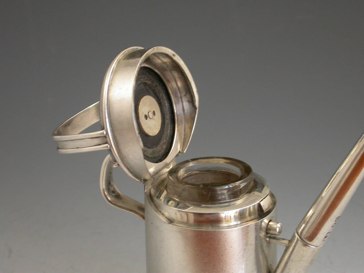 Victorian Antique Silver Novelty Watering Can Inkwell and Penner at 1stDibs
