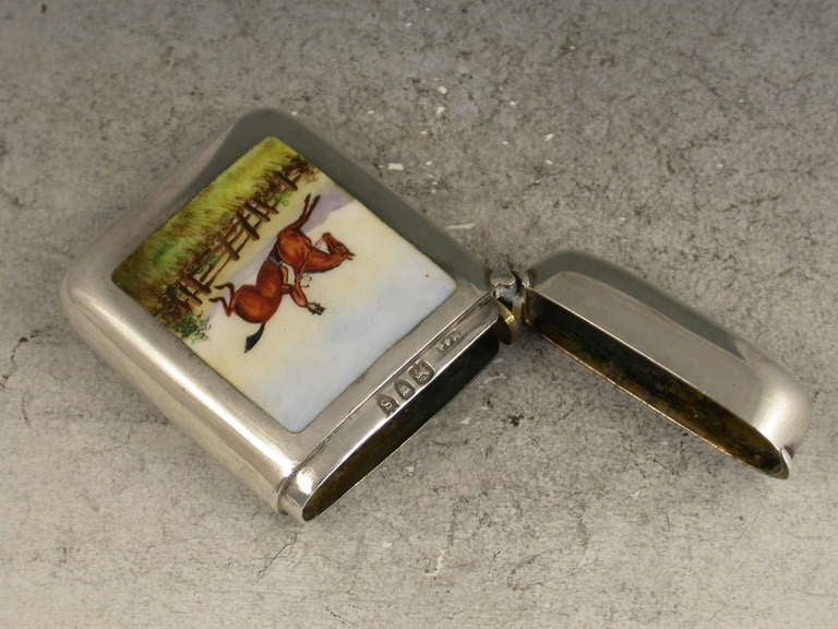 Victorian Silver and Enamel Huntsman Vesta Case at 1stDibs
