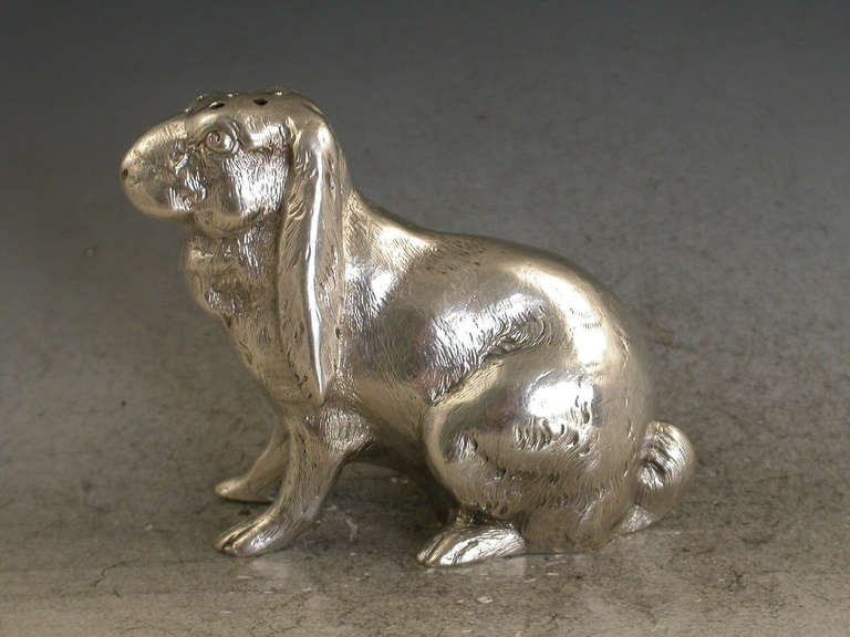 Victorian Novelty Silver English Lop Eared Rabbit Pepper at 1stDibs