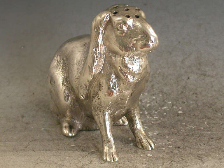 Victorian Novelty Silver English Lop Eared Rabbit Pepper at 1stDibs