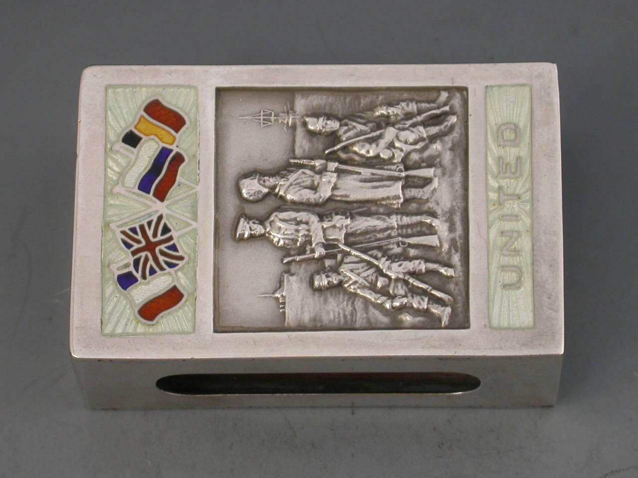 George V WWI Silver and Enamel Match Box Cover at 1stDibs