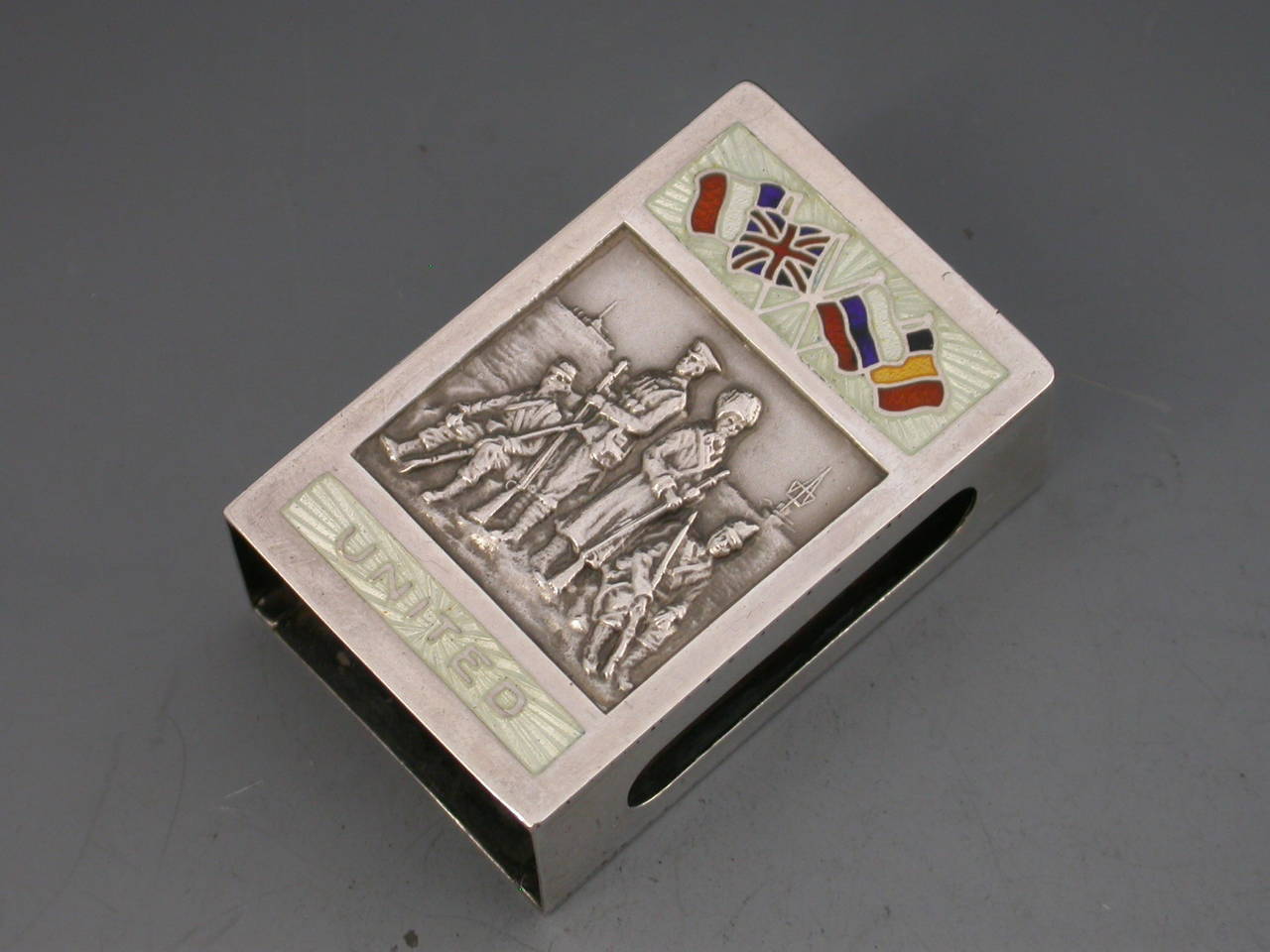 George V WWI Silver and Enamel Match Box Cover at 1stDibs