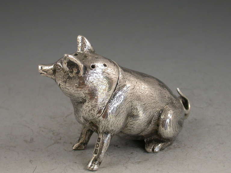 Edwardian Novelty Antique Silver Pig Pepper at 1stDibs
