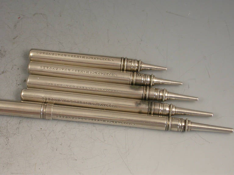 Rare Cased Set of Graduated Silver Artists Pencils at 1stDibs