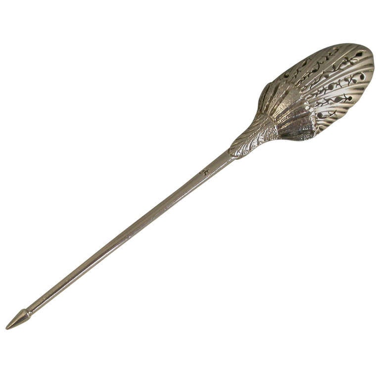 George II Small Cast Rococo Silver Mote Spoon at 1stDibs
