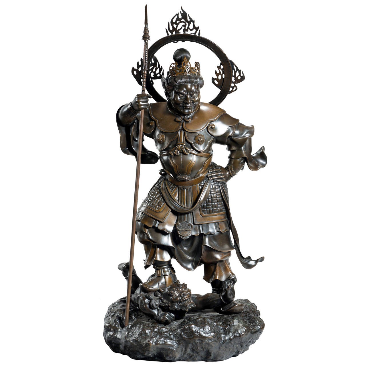 Japanese Bronze Bishamonten Quelling an Oni at 1stdibs