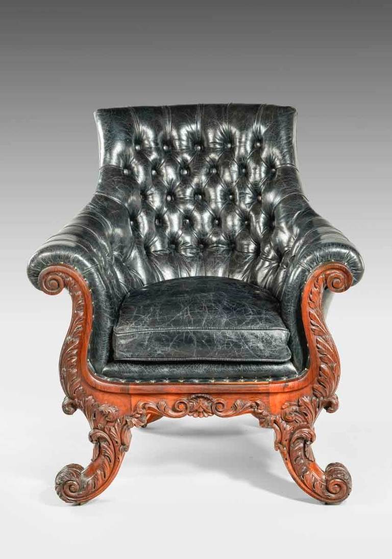 Pair of Rosewood Library Chairs Attributed to Gillows at 1stDibs