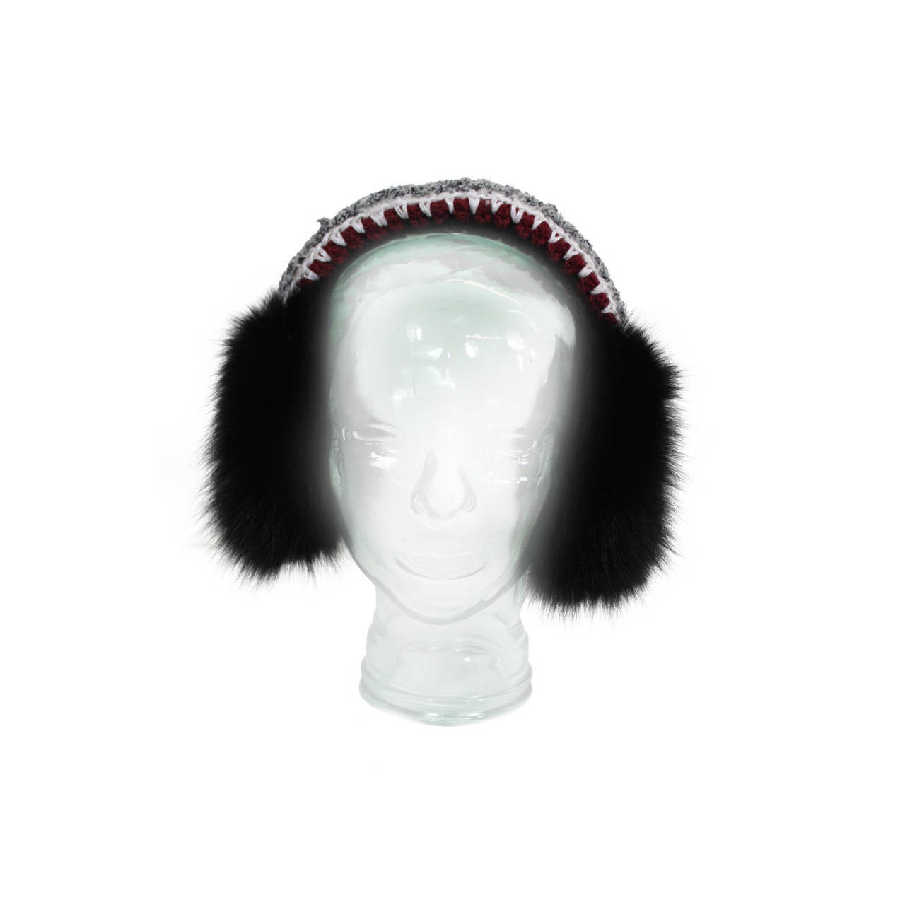 Chanel 1990s Chic Crochet and Fur Winter Earmuffs For Sale at 1stDibs