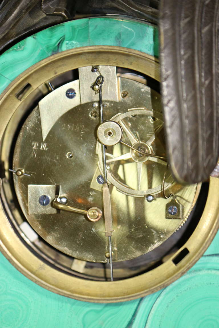 Superb Russian Empire Gilt Bronze Malachite Clock-Makers Mark-Proven ...