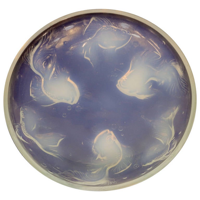 Sabino Fish Opalescent Crystal Bowl with Fish in High Relief, circa ...