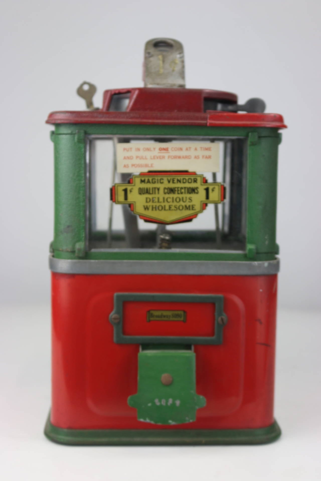 circa 1903 Rare Columbus Red Star Gum Ball Model A 1 Cent Arcade ...