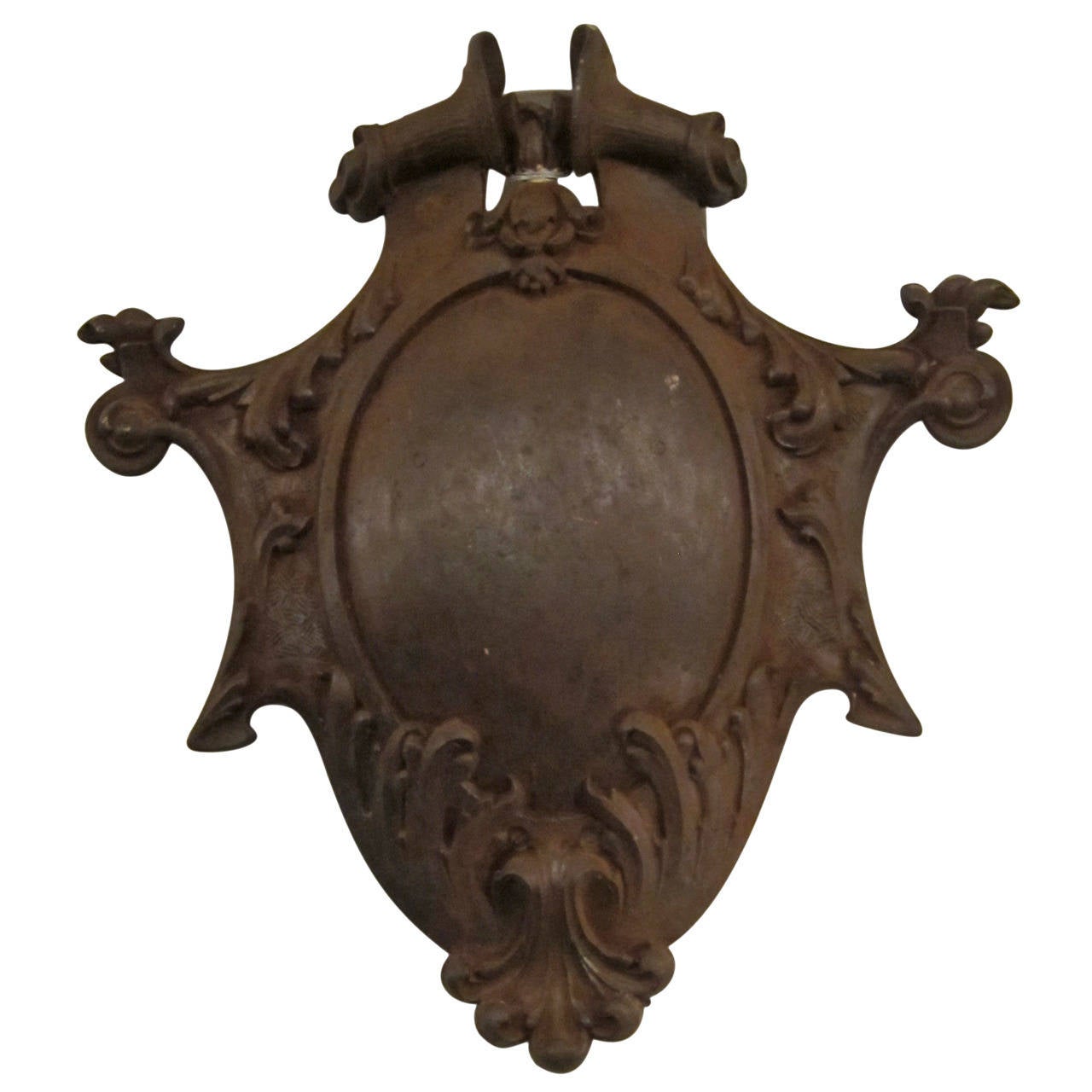 1880s Cast Iron Shield Salvaged from a Boston, MA Building at 1stDibs