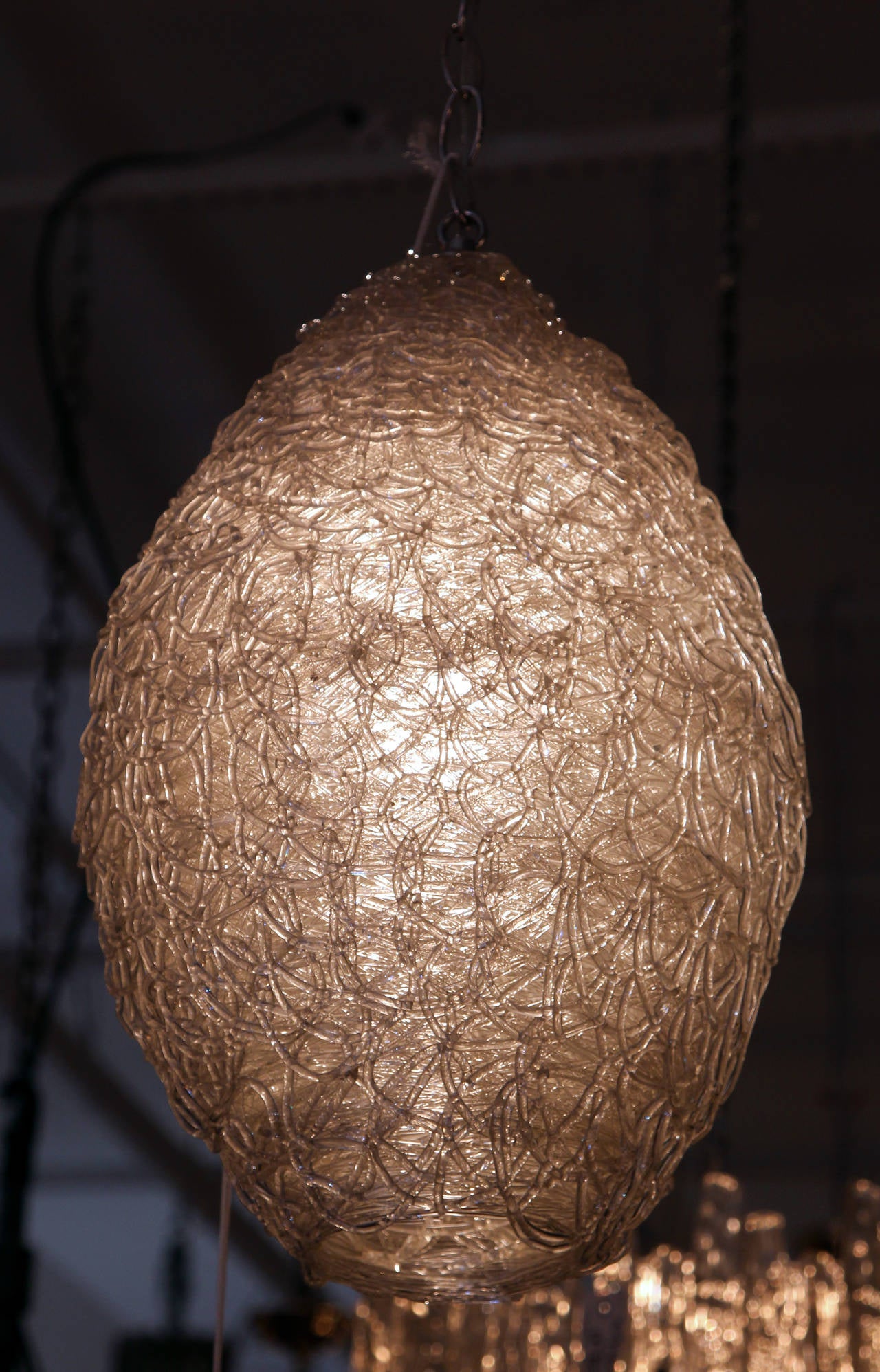 1960s Italian Mid-Century Modern Spun Acrylic 'Spaghetti' Oval Pendant ...