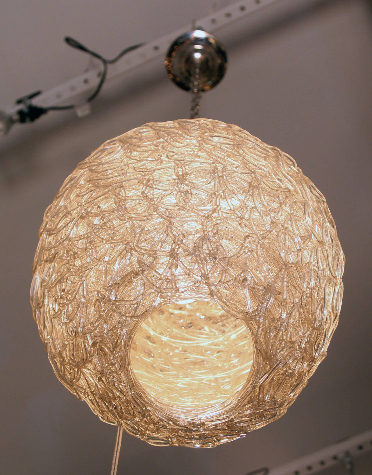 1960s Italian Mid-Century Modern Spun Acrylic 'Spaghetti' Oval Pendant ...