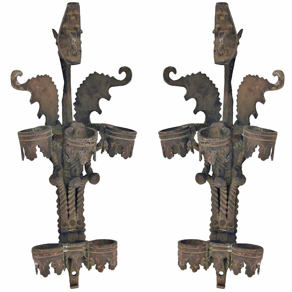 Pair of Bronze Dragon Torch Sconces For Sale at 1stDibs | medieval ...