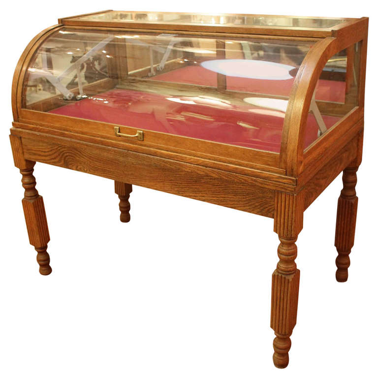 Rare Victorian Cigar Display Case with Curved Glass Front, Table Stand ...