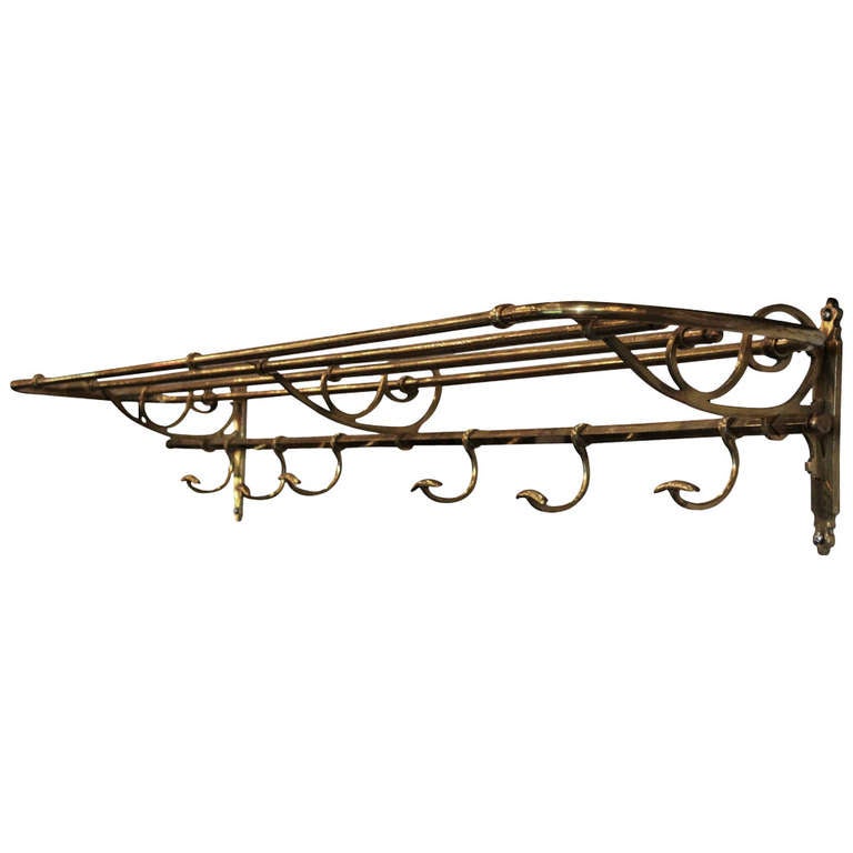 Vintage Ornate Brass Train-Style Shelf and Coat Rack at 1stDibs | brass ...
