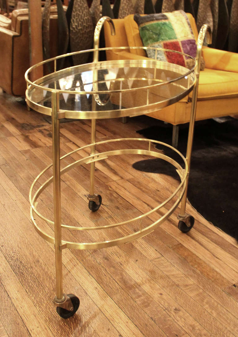 Brass Oval Tea or Bar Cart at 1stDibs
