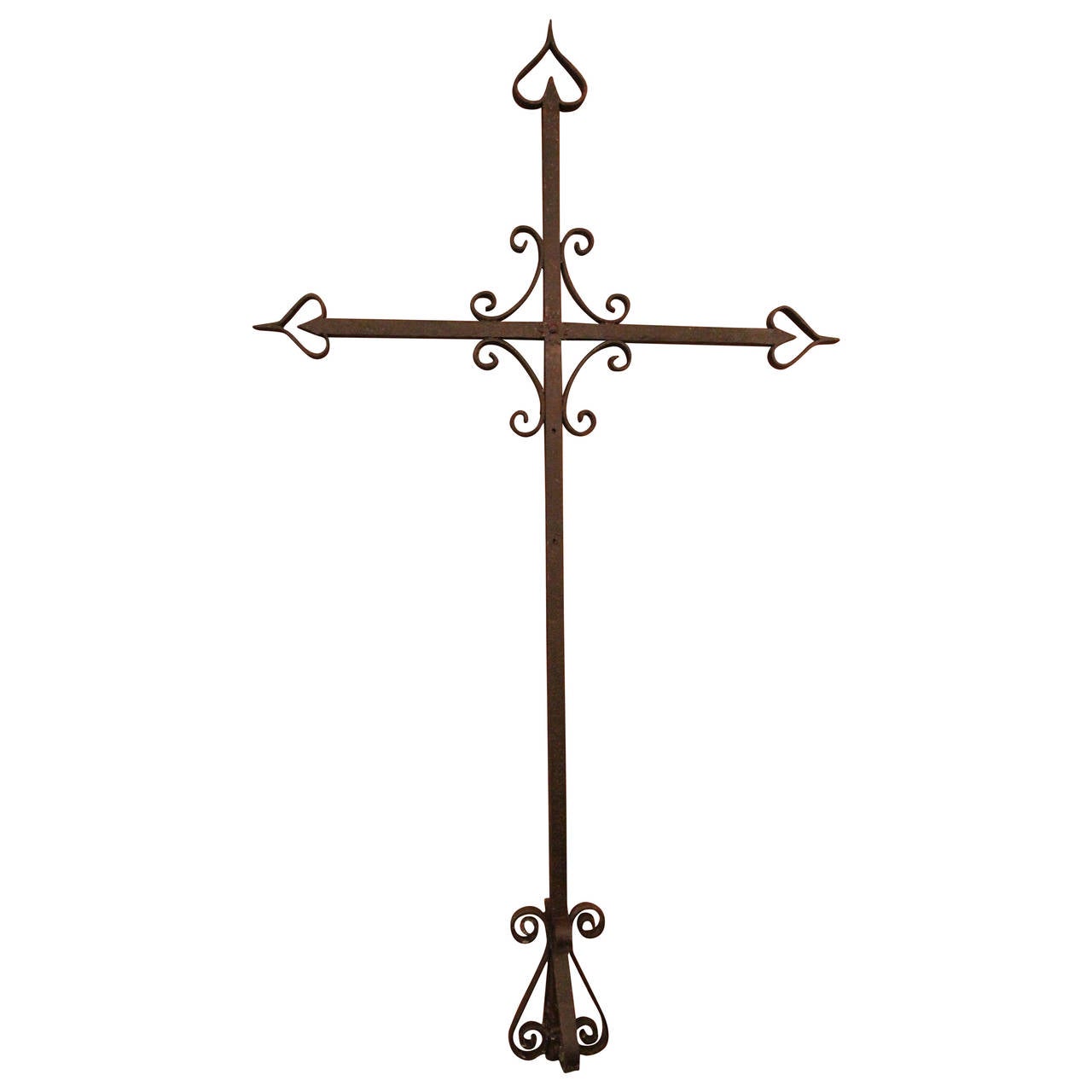 1890s Wrought Iron Cross with Hand Chasing from a Belgium Church at 1stDibs