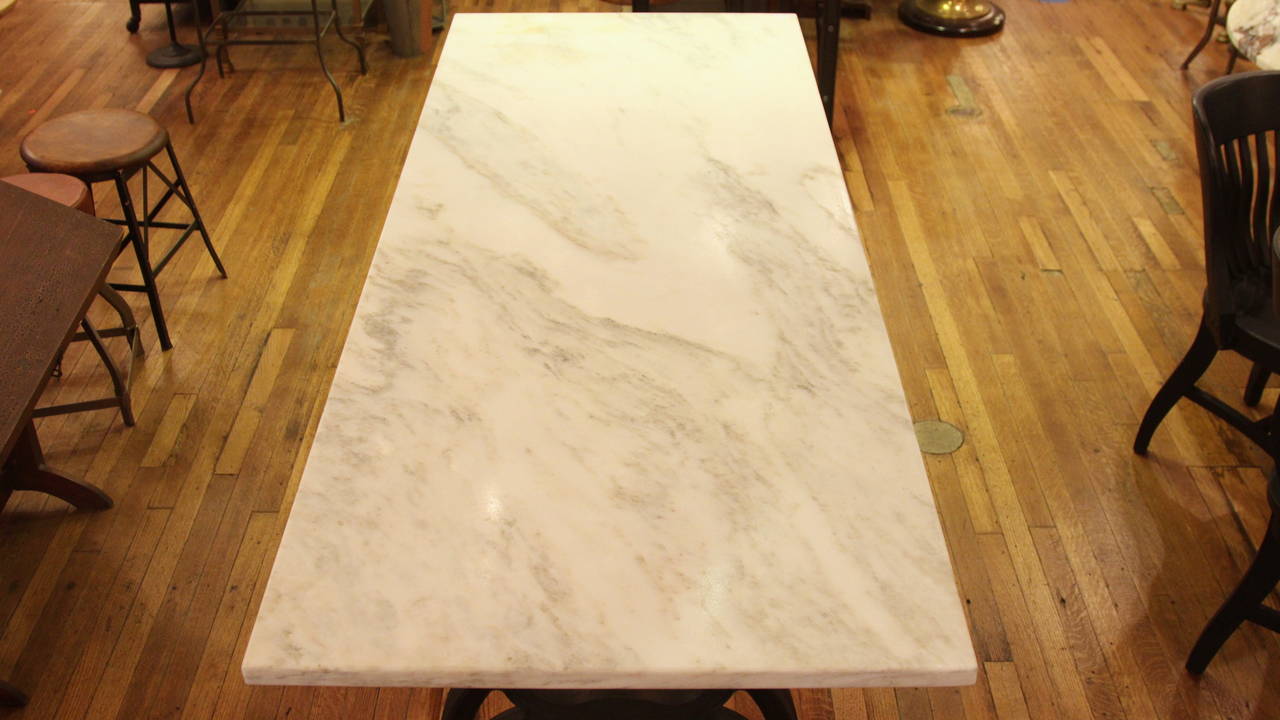 Reclaimed Marble Table with Cast Iron Industrial Legs at 1stDibs ...