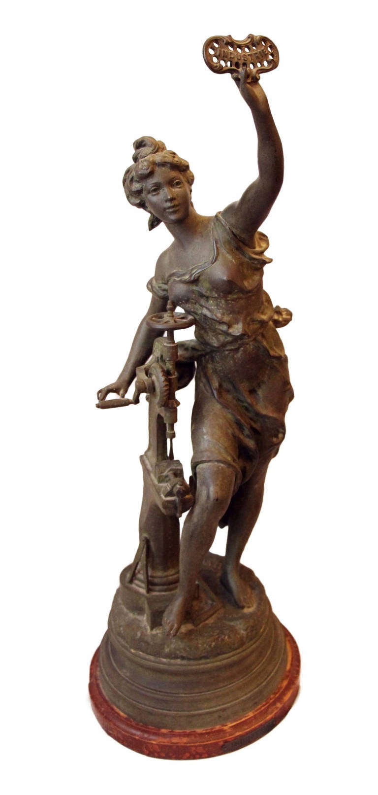 Pair of Zinc Statues with Bronze Wash For Sale at 1stDibs