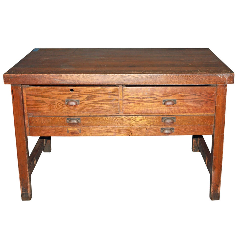 Antique Chestnut or Ash Work Bench Table or Desk at 1stDibs