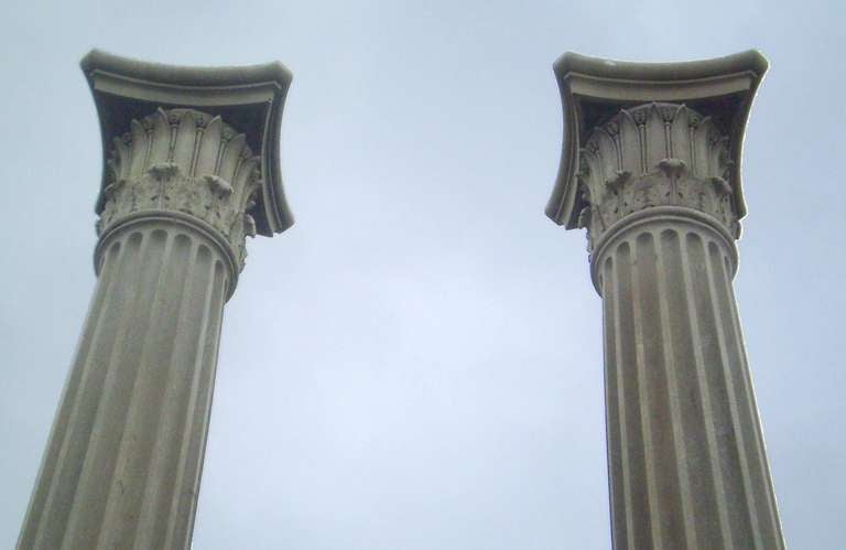 Pair of Tall Limestone Columns with Doric Capitals For Sale at 1stDibs ...