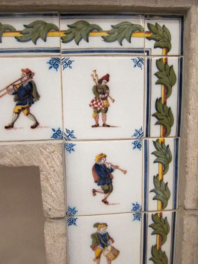 Dutch Tile Fireplace Mantel Made by Royal Tichelaar of Makkum For Sale ...