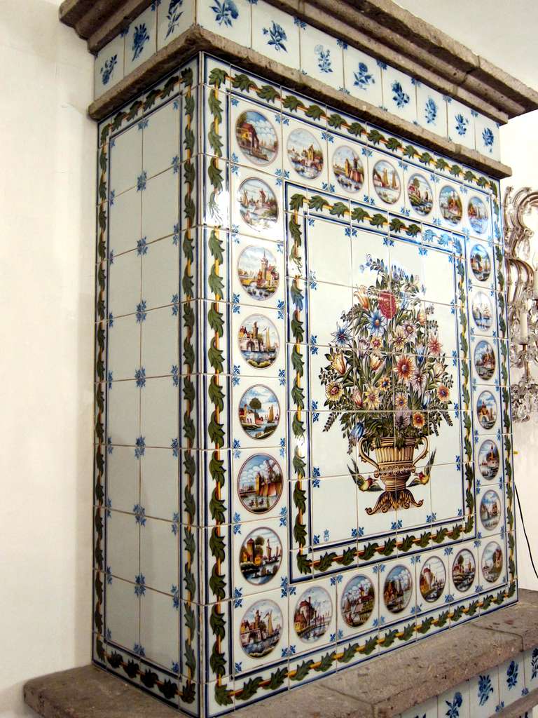 Dutch Tile Fireplace Mantel Made by Royal Tichelaar of Makkum For Sale ...