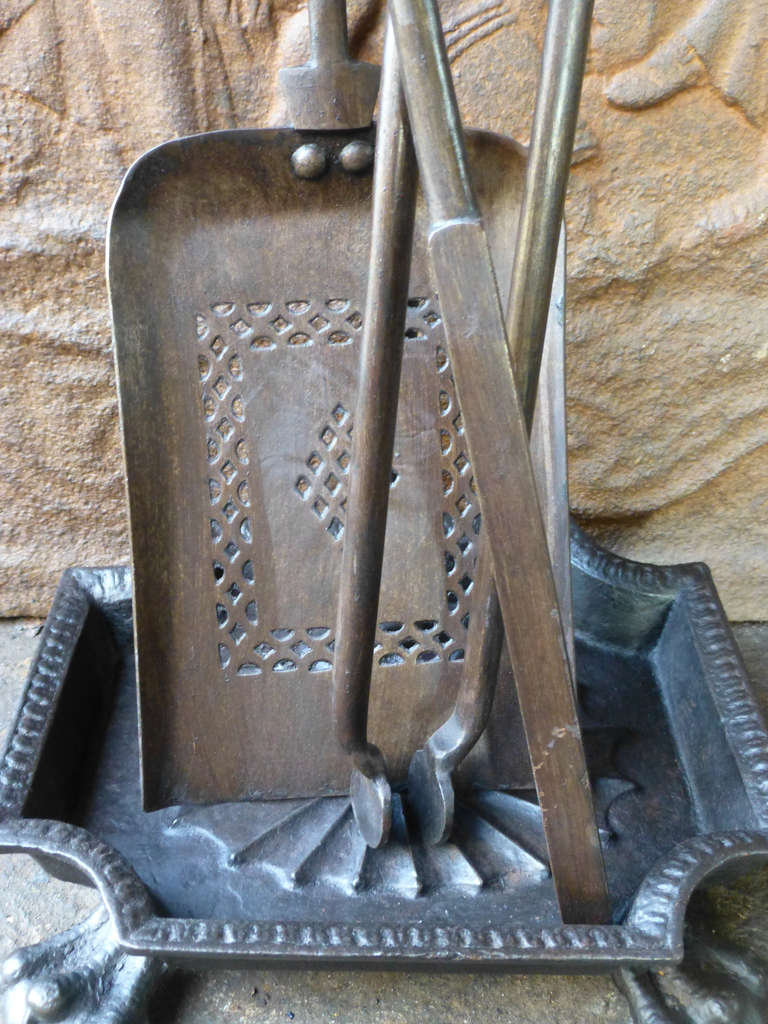 19th Century English Fire Tool Set - Fire Irons Set with Stand at 1stDibs