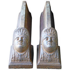 19th Century Sphinx Firedogs, Andirons at 1stDibs