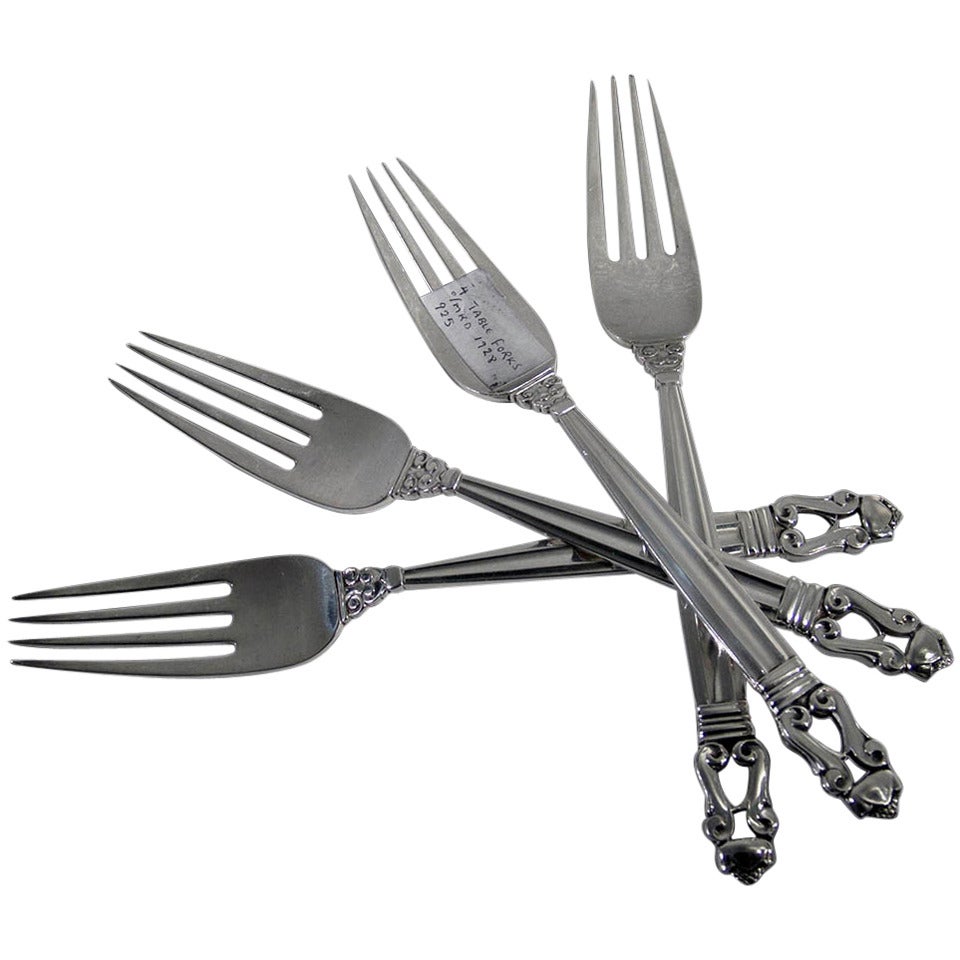 Acorn/Konge Pattern Table Fork x 4 at 1stDibs