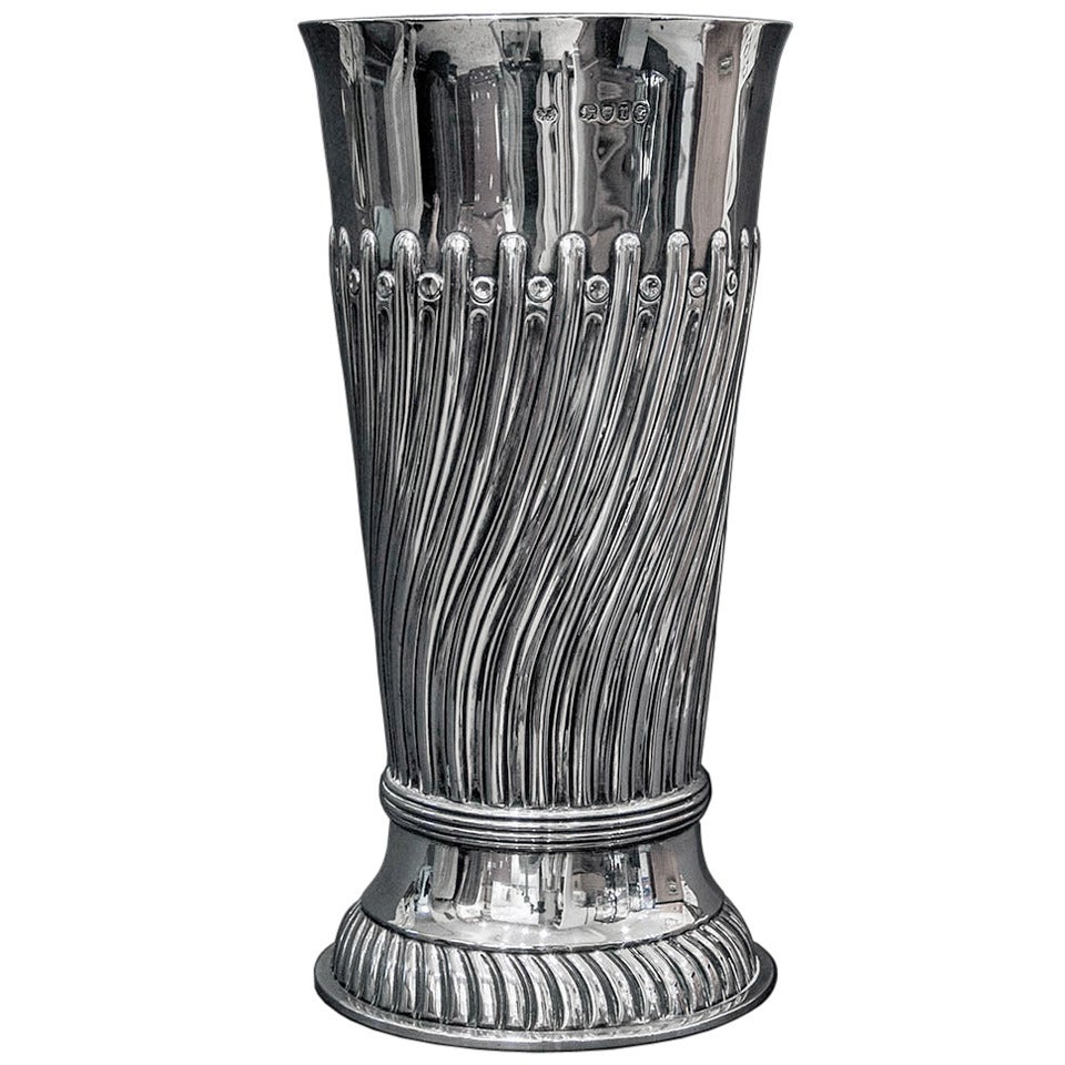 Antique Victorian English Silver Vase For Sale at 1stDibs