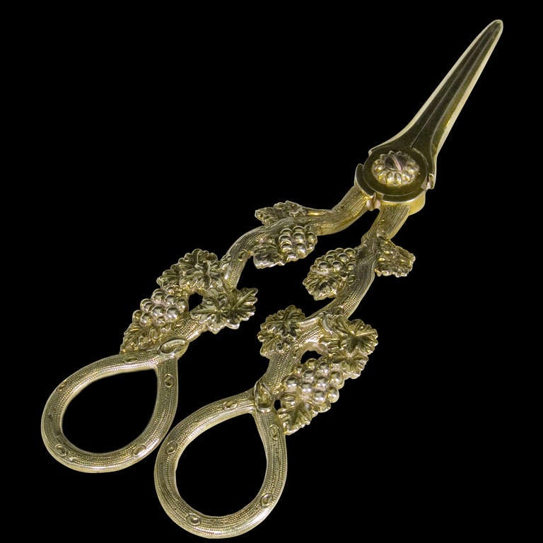 Antique English Silver-Gilt Grape Shears at 1stDibs
