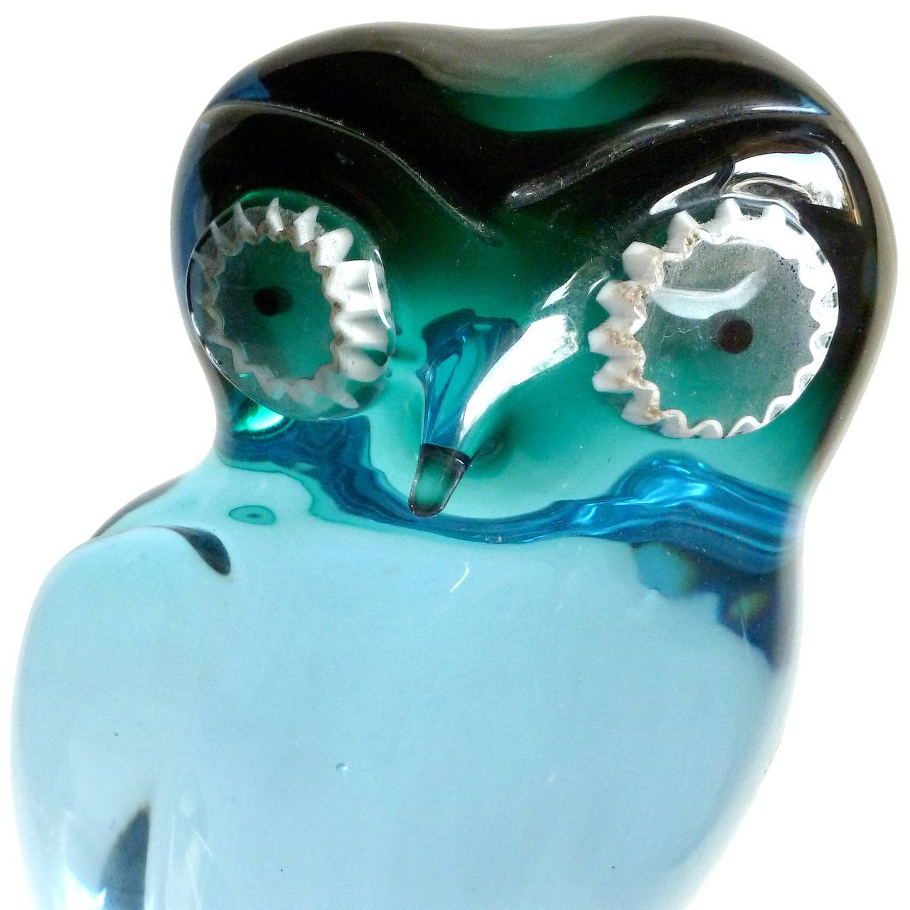 Salviati Murano Blue Green Orange Italian Art Glass Owl Bird Sculptures At 1stdibs Murano