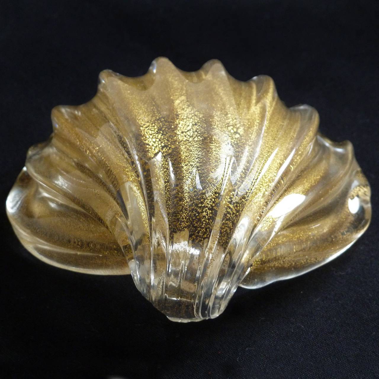 Murano Gold Leaf Set of Ten Italian Art Glass Seashell Salt Cellars ...