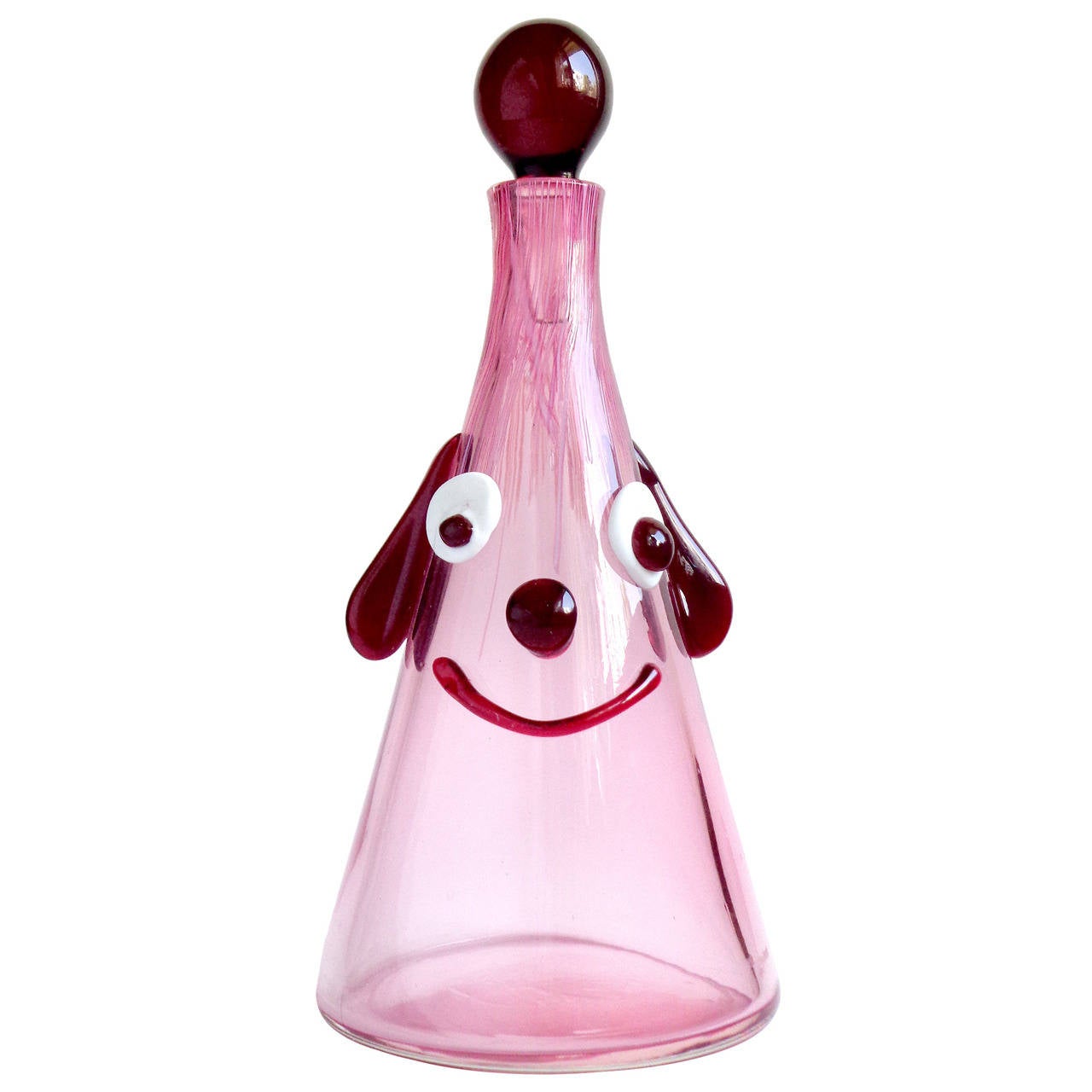 Fratelli Toso Murano Cranberry Pink Clown Face Italian Art Glass ...