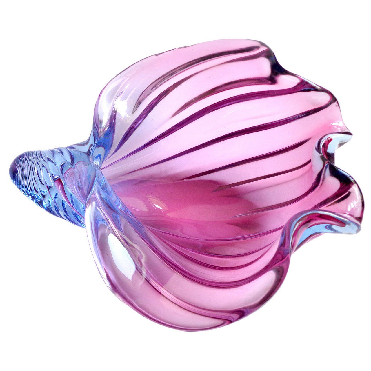 Barbini Murano Sommerso Blue and Purple Italian Art Glass Conch Shell ...